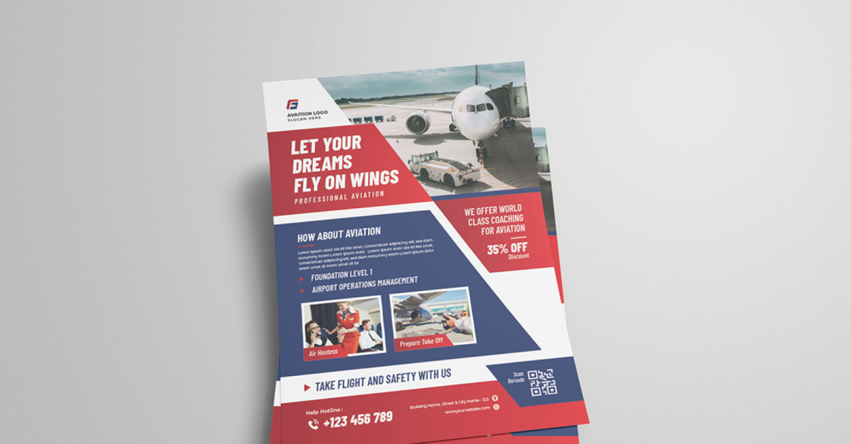 Airlines Aviation Flyer Template #226454 - TemplateMonster