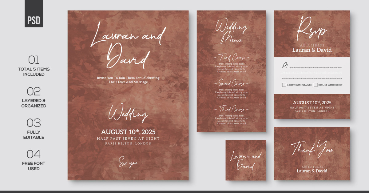 Wedding Invitation Set Bundle #226526 - TemplateMonster