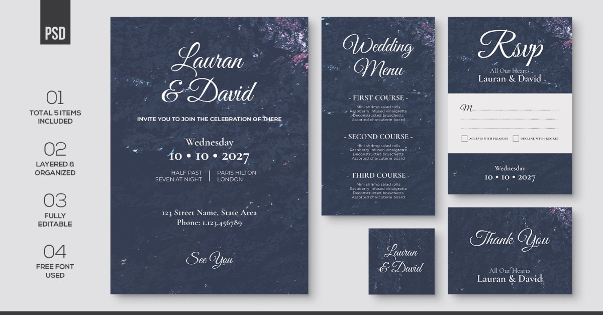 Wedding Invitation Set Templates #226525 - TemplateMonster
