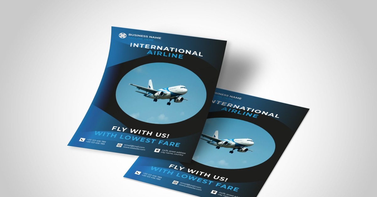 International Airline Flyer Template - TemplateMonster