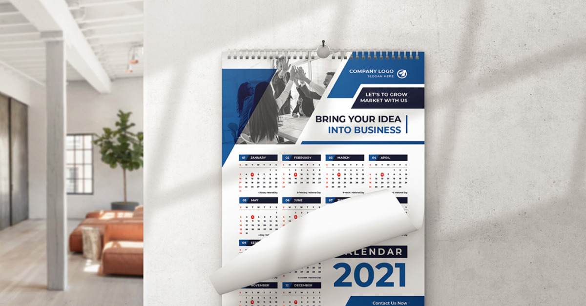 Wall Calendar 2021 Template #226762 - TemplateMonster