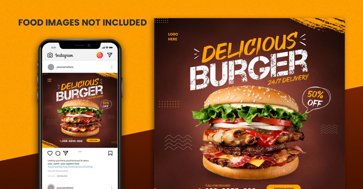 Social Media Post Free Template | Food instagram post design ...