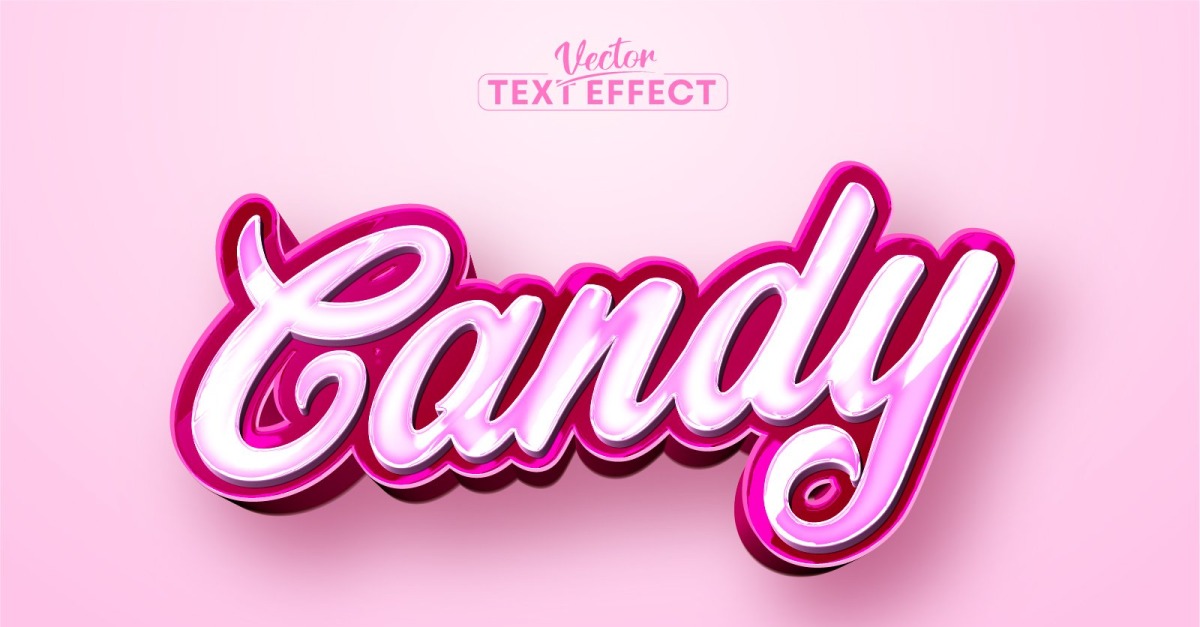 Candy - Editable Text Effect, Pink Cartoon Text Style, Graphics ...