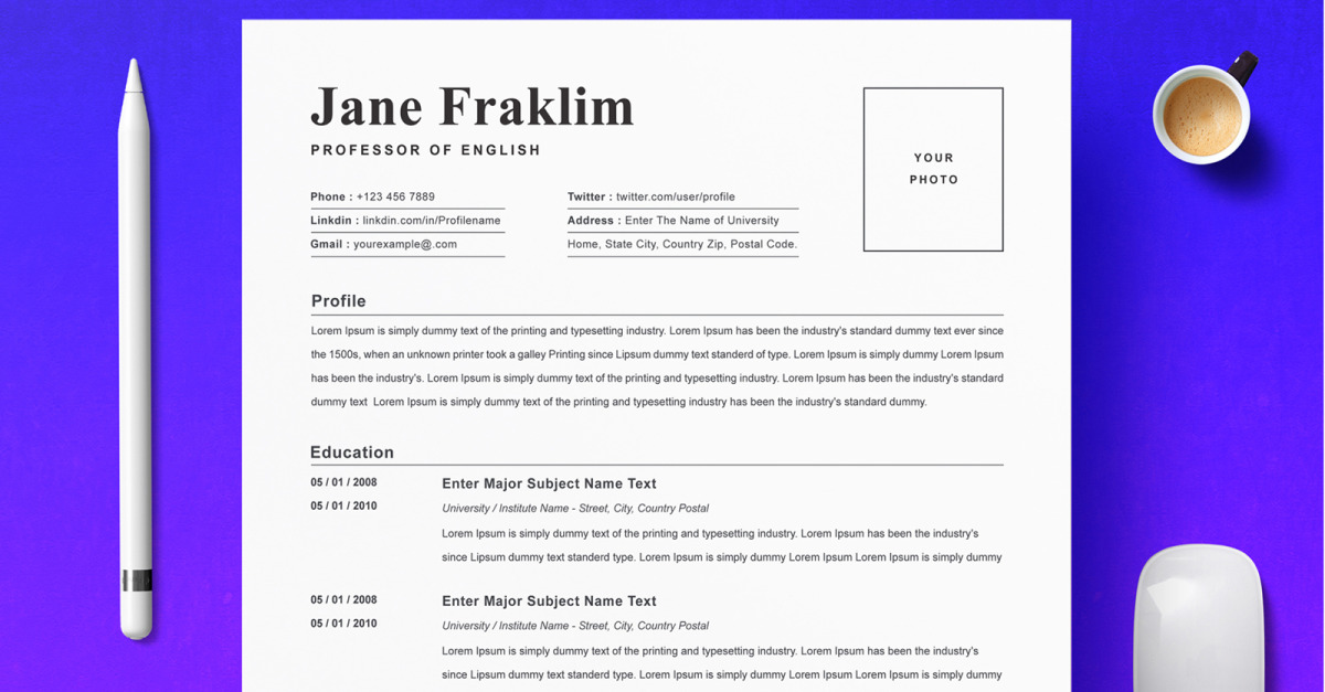 Jane Fraklim / Resume Template #227288 - TemplateMonster