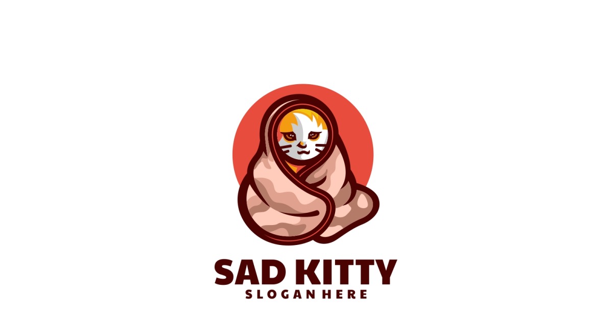 Sad Kitty Cartoon Logo Style #227479 - TemplateMonster