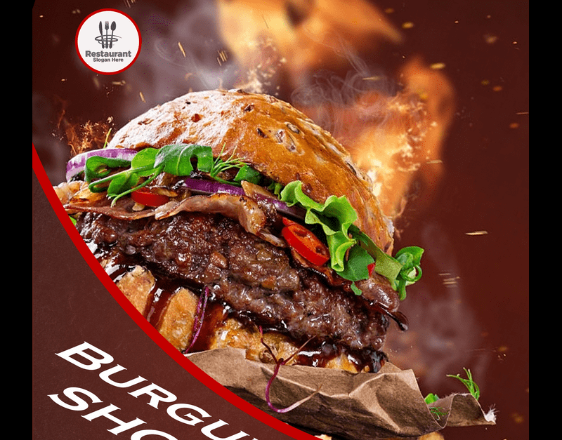 Burger Dükkanı :Fast Food Burger Flyer Tasarım Şablonu Afiş, Poster