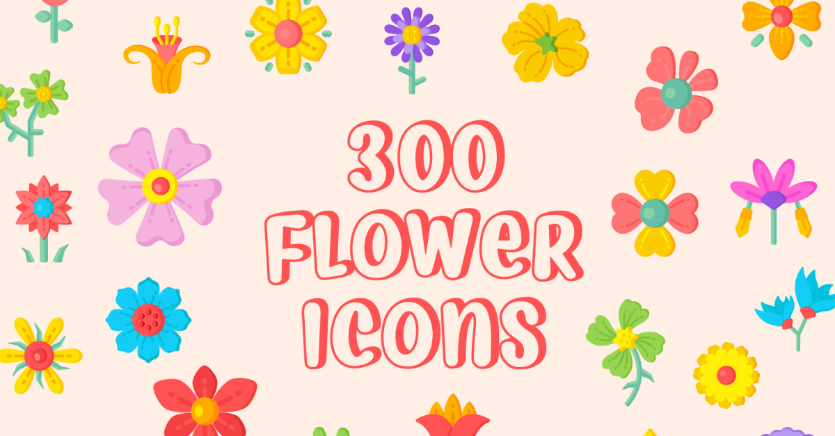 300+ Flat Flower Color Icons #227943 - TemplateMonster