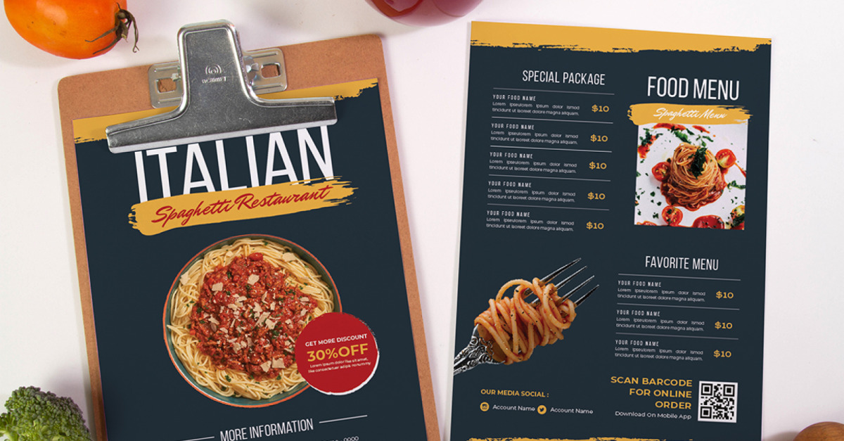 Spaghetti Food Menu Template #228191 - TemplateMonster