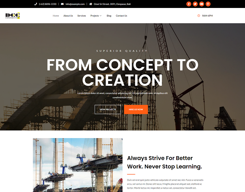 Dcc- Contractor & Building Construction Elementor Template Kit