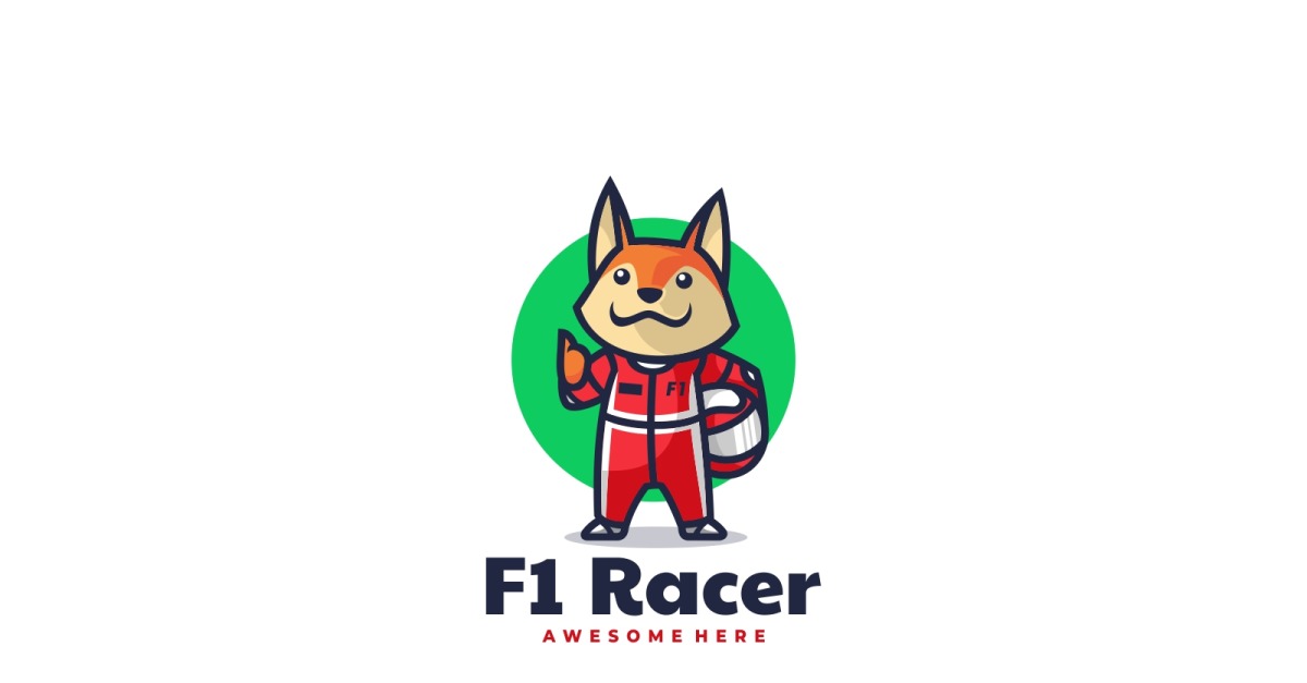 F1 Racer Fox Cartoon Logo #228707 - TemplateMonster