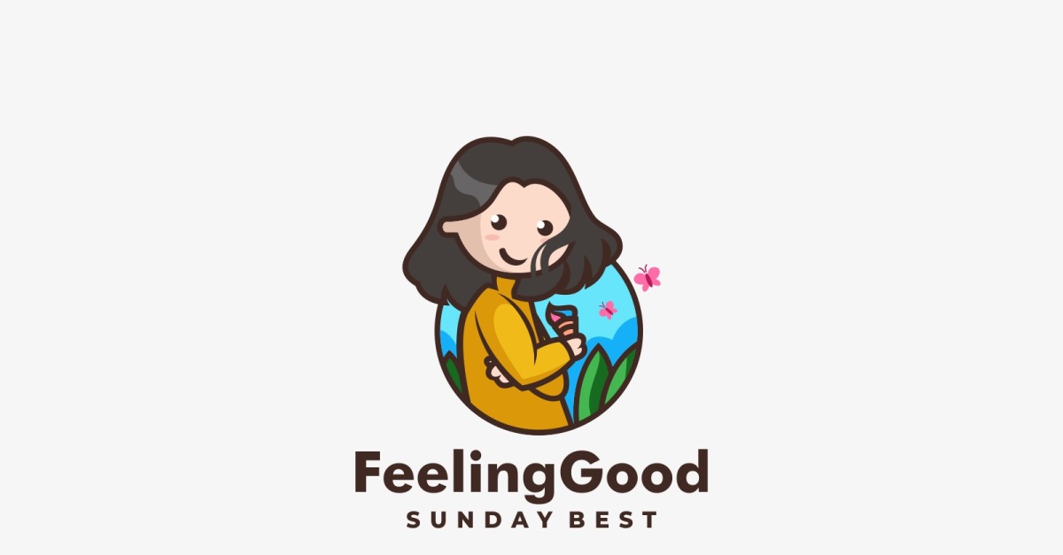 Girl Feeling Good Cartoon Logo #228826 - TemplateMonster