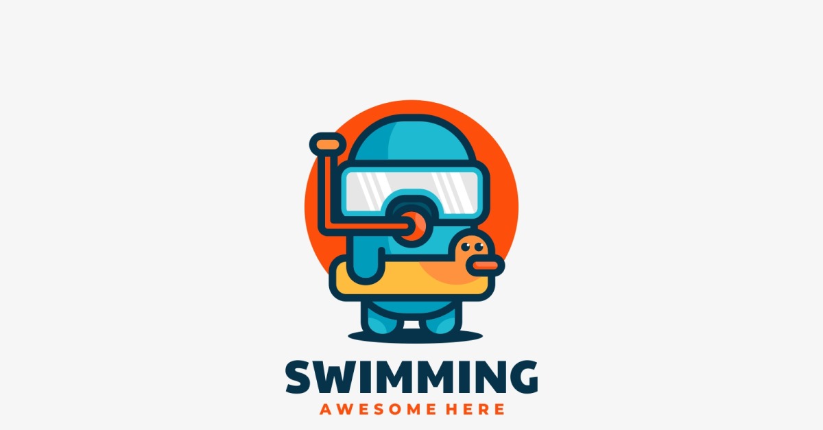Plavání jednoduché logo maskota #228991 - TemplateMonster