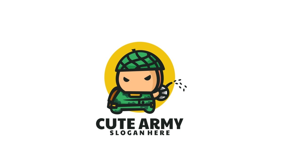 Cute Army Mascot Cartoon Logo #229003 - TemplateMonster