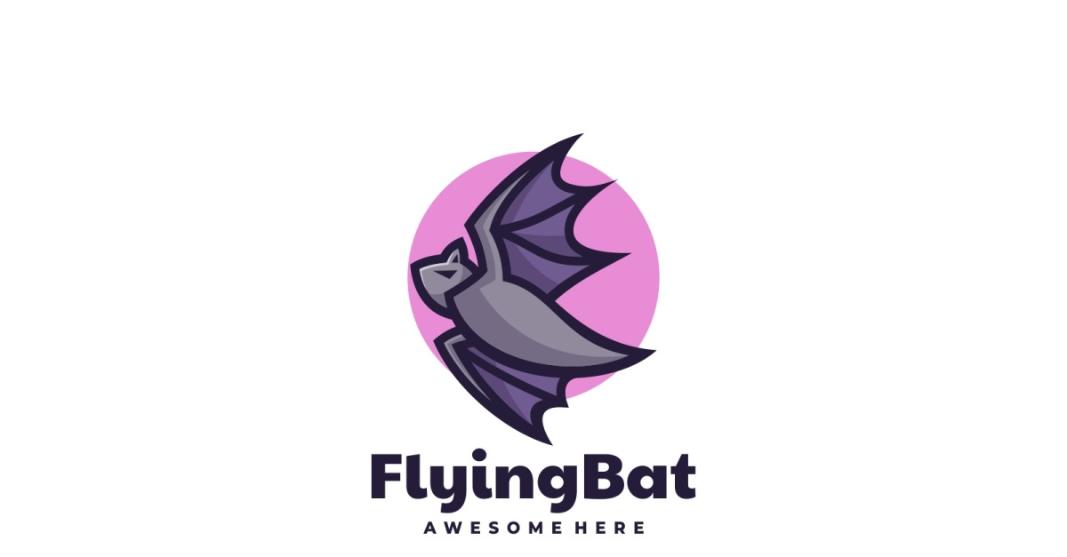 Flying Bat Simple Mascot Logo #229009 - TemplateMonster