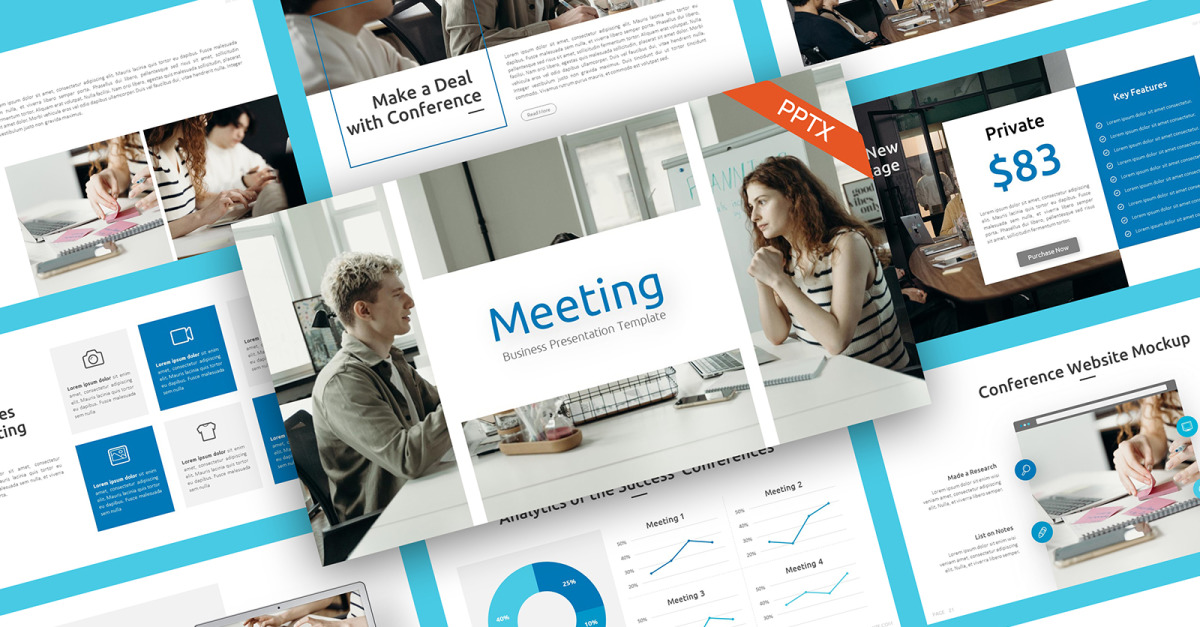 Modèle PowerPoint de conférence de réunion - TemplateMonster