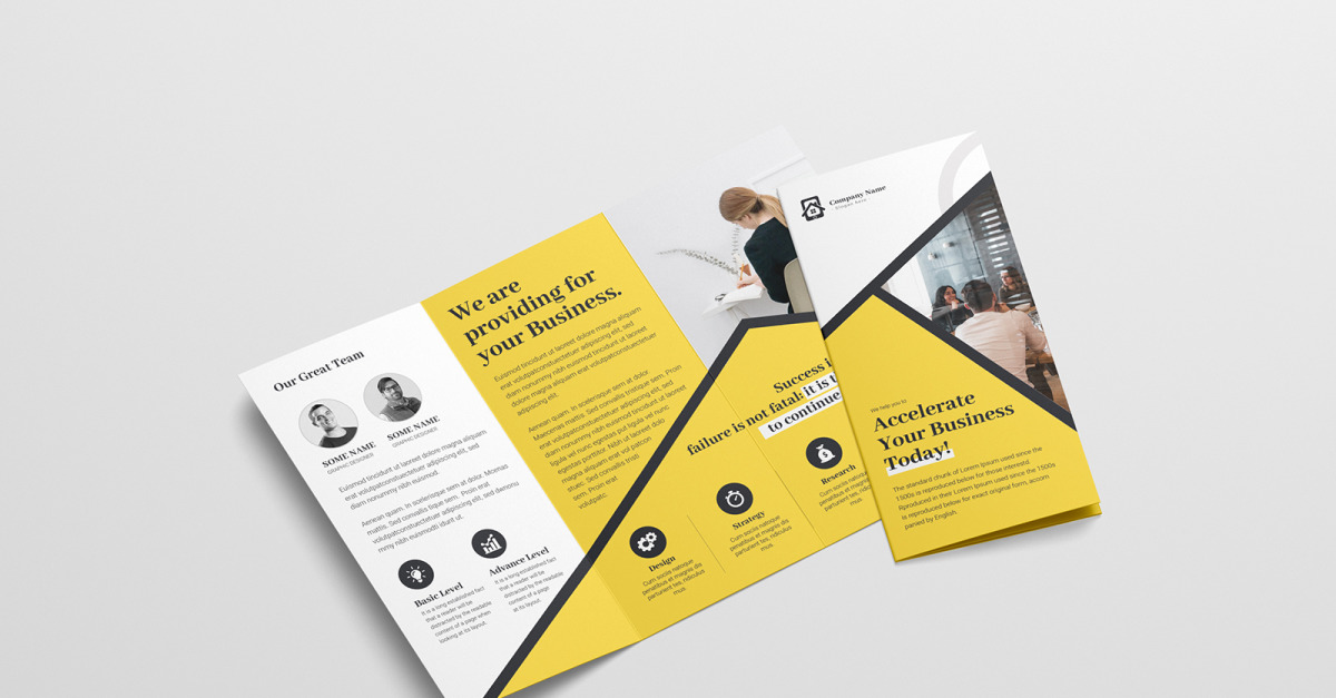 Yellow Trifold Brochure Template #229198 - TemplateMonster