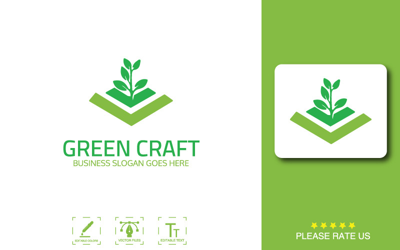 Green Craft Logo Template For Branding - TemplateMonster