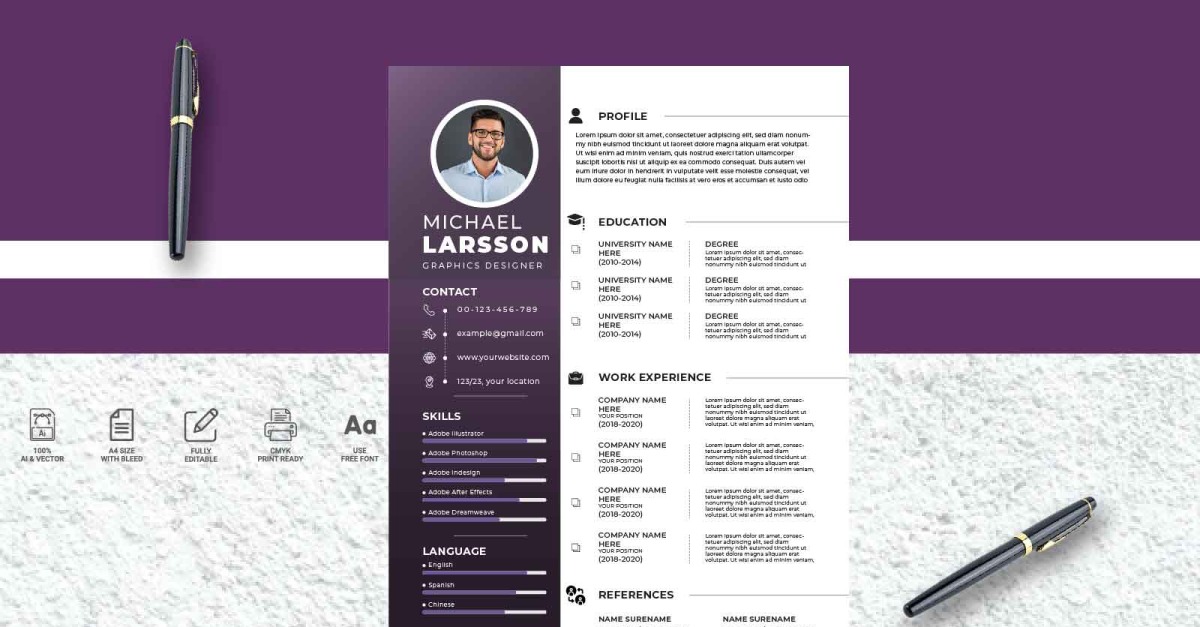 Michael Larsson CV/Resume Template Design - TemplateMonster