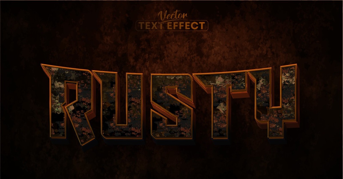 Rusty - Bearbeitbarer Texteffekt, rostiger metallischer Textstil ...