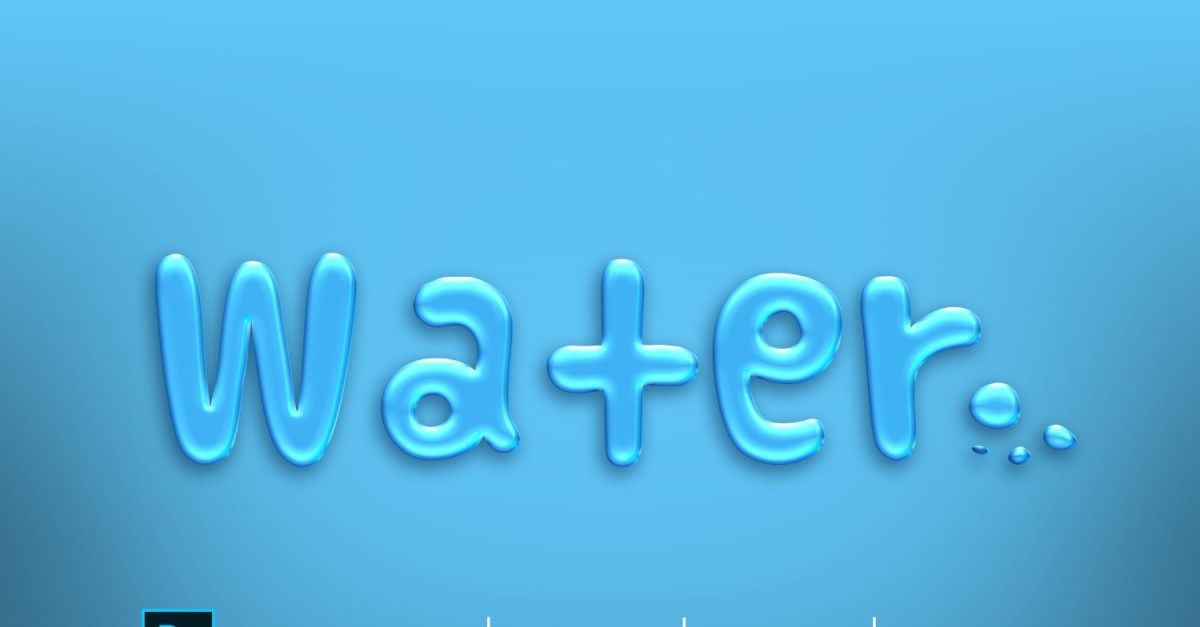 Water Text Effect Layer Style Design Template