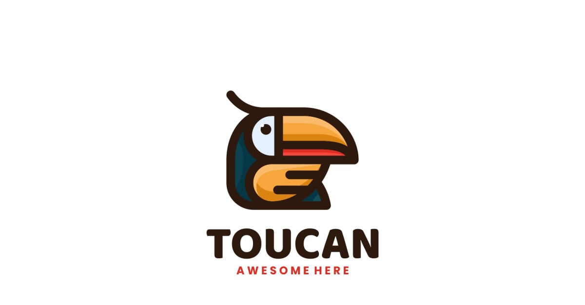 Toucan Bird Simple Mascot Logo Design - TemplateMonster