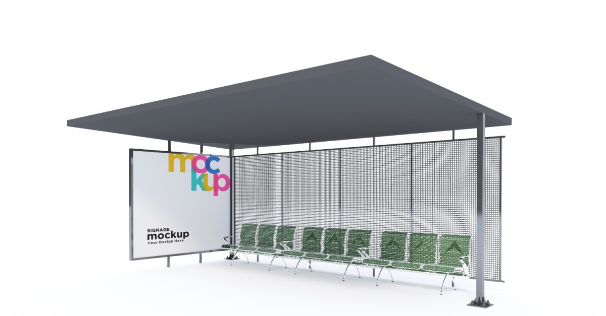 Bus Stop Signage Mockup Template #229779 - TemplateMonster