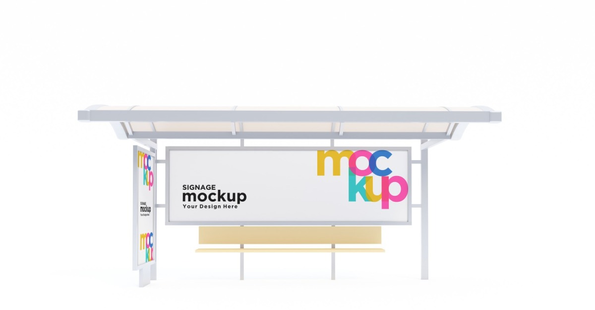 Bus Stop With 2 Billboard Mockup Template - TemplateMonster