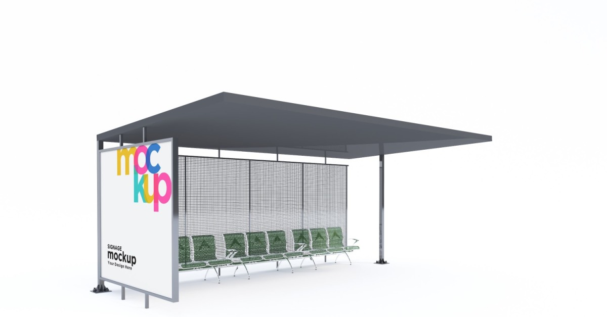 City Bus Stop Sign Mockup Template #229776 - TemplateMonster