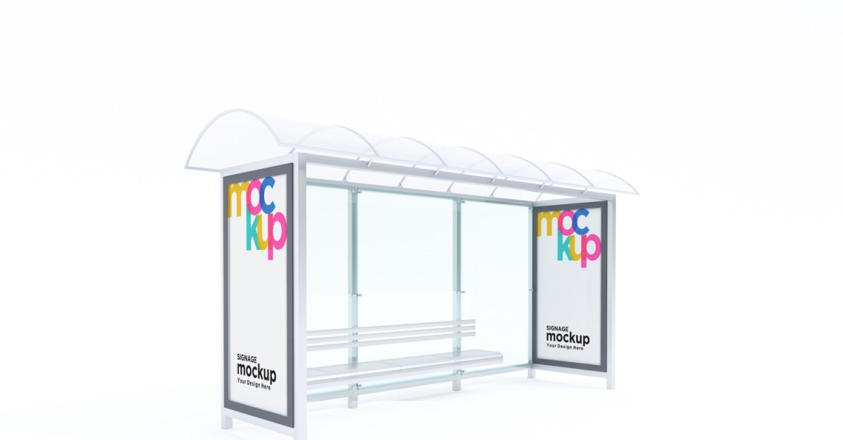 Parada de autobús con maqueta de 2 letreros - TemplateMonster
