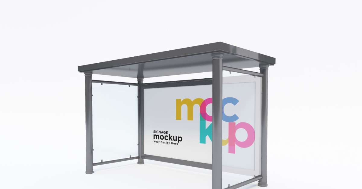 Bus Stop sign Mockup advertisement Template - TemplateMonster