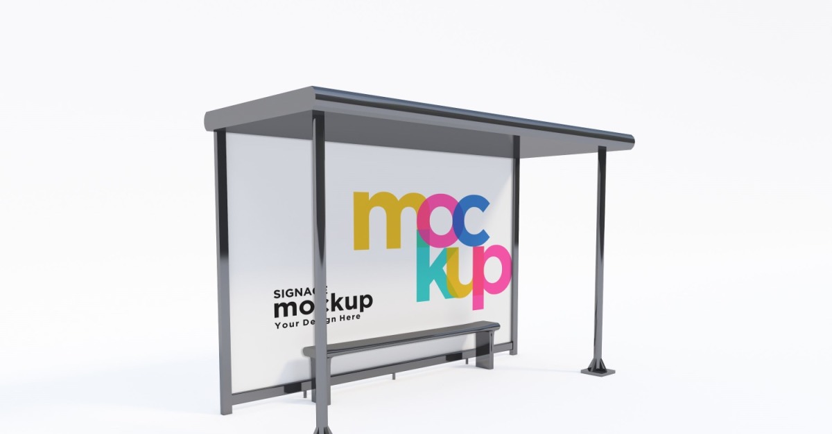 Bus Stop signage Mockup advertisement Template