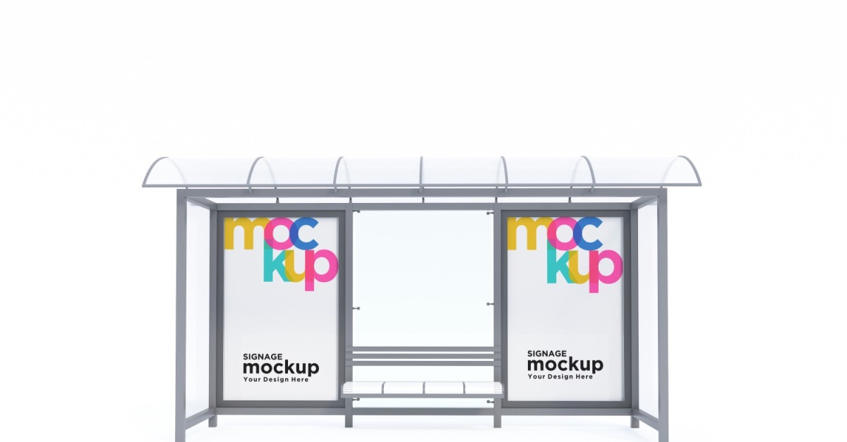 Bus Stop with Two advertisement Mockup Template