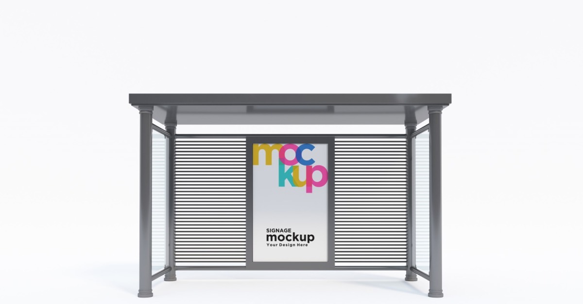 City Bus Stop advertisement Mockup Template - TemplateMonster