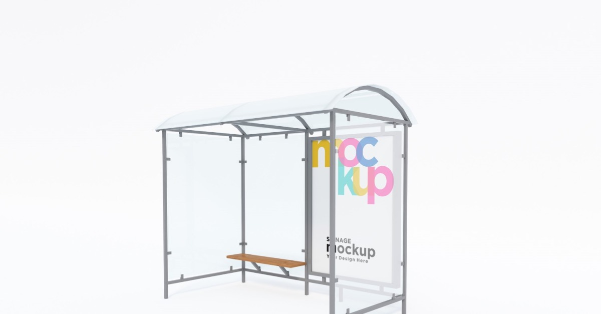City Bus Stop Billboard Mockup Template - TemplateMonster