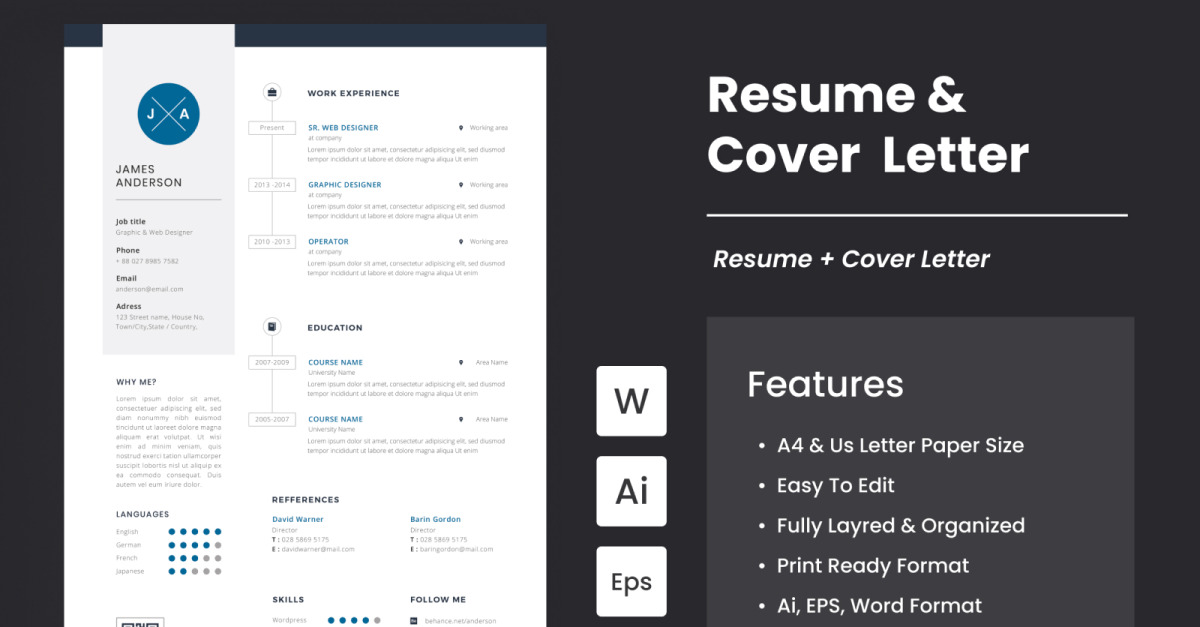 Professional Resume And Cover Letter Template