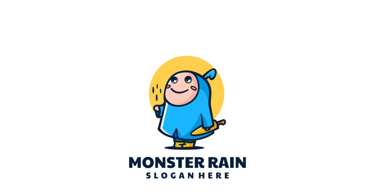 Logotipo de mascote simples de Monster Rain - TemplateMonster