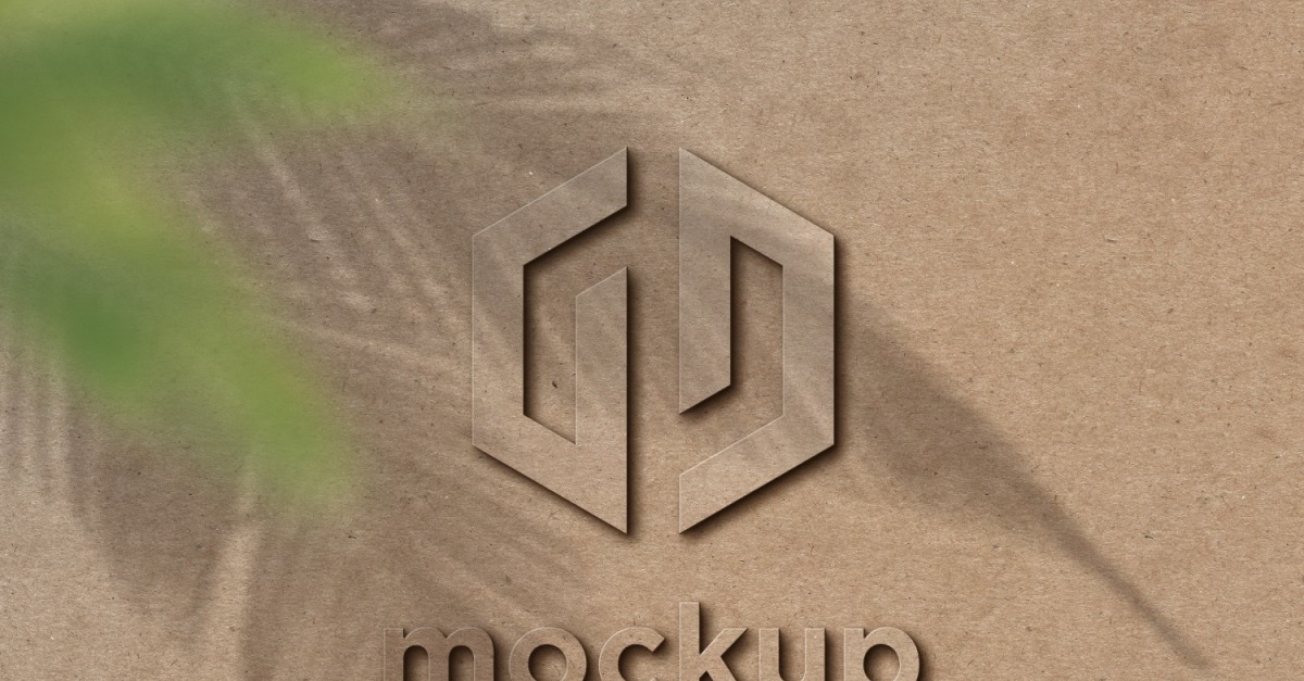 Card Board Logo Mockup With Leaves Shadow Effects