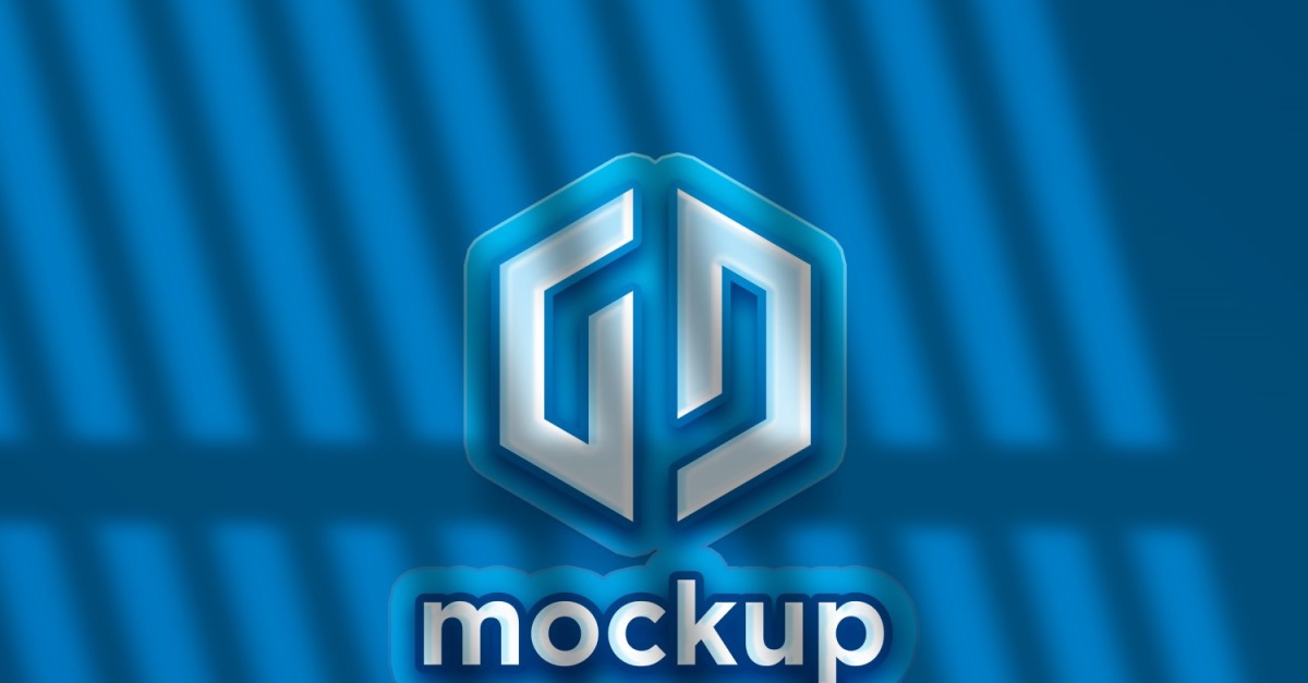 Modern Blue Logo Mockup With Window Shadow Effects