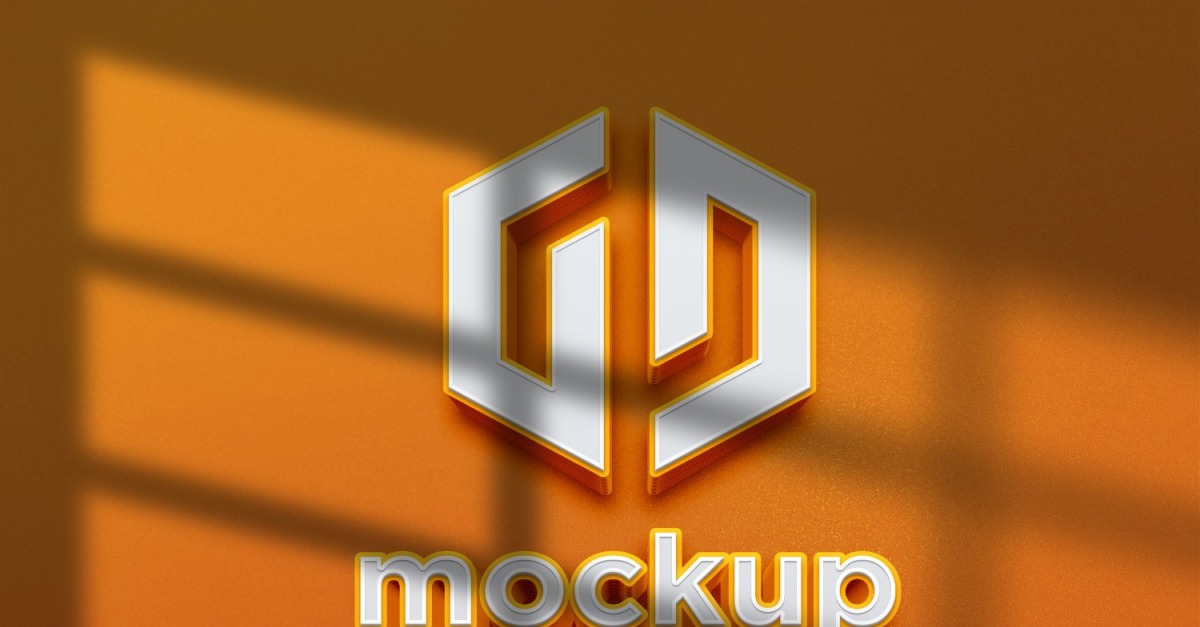 3D extrude Logo Mockup with Window Shadow Effects