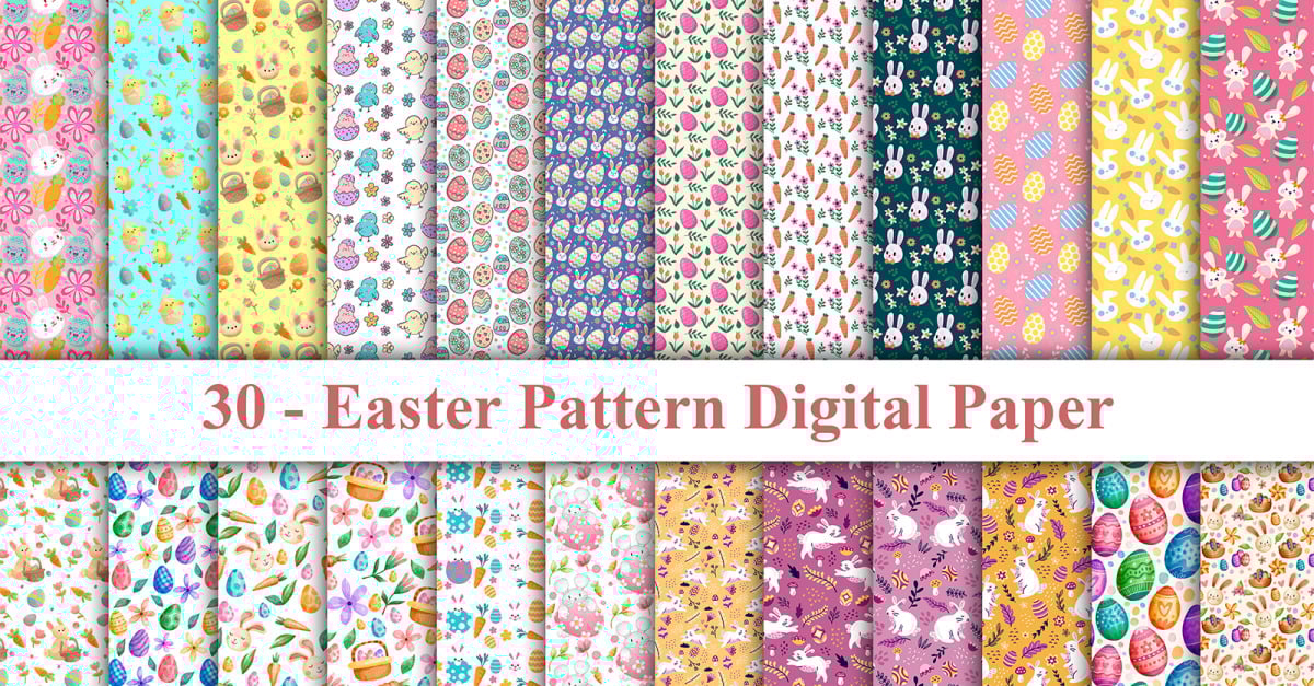 Happy Easter Pattern Digital Paper #230808 - TemplateMonster