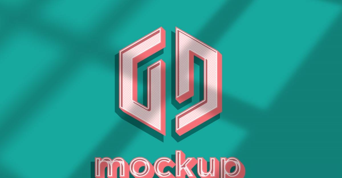 Pink Retro Logo Mockup with Window Shadow Effects
