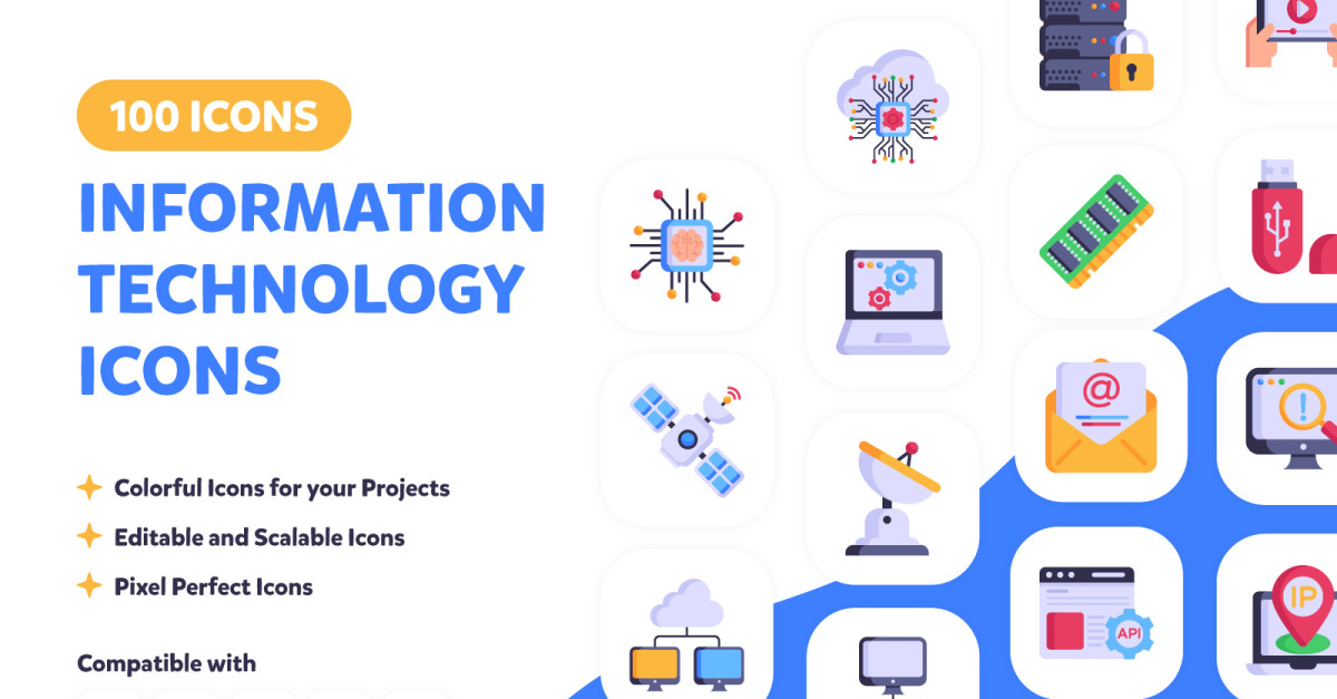 100 Information Technology Icons #231596 - TemplateMonster
