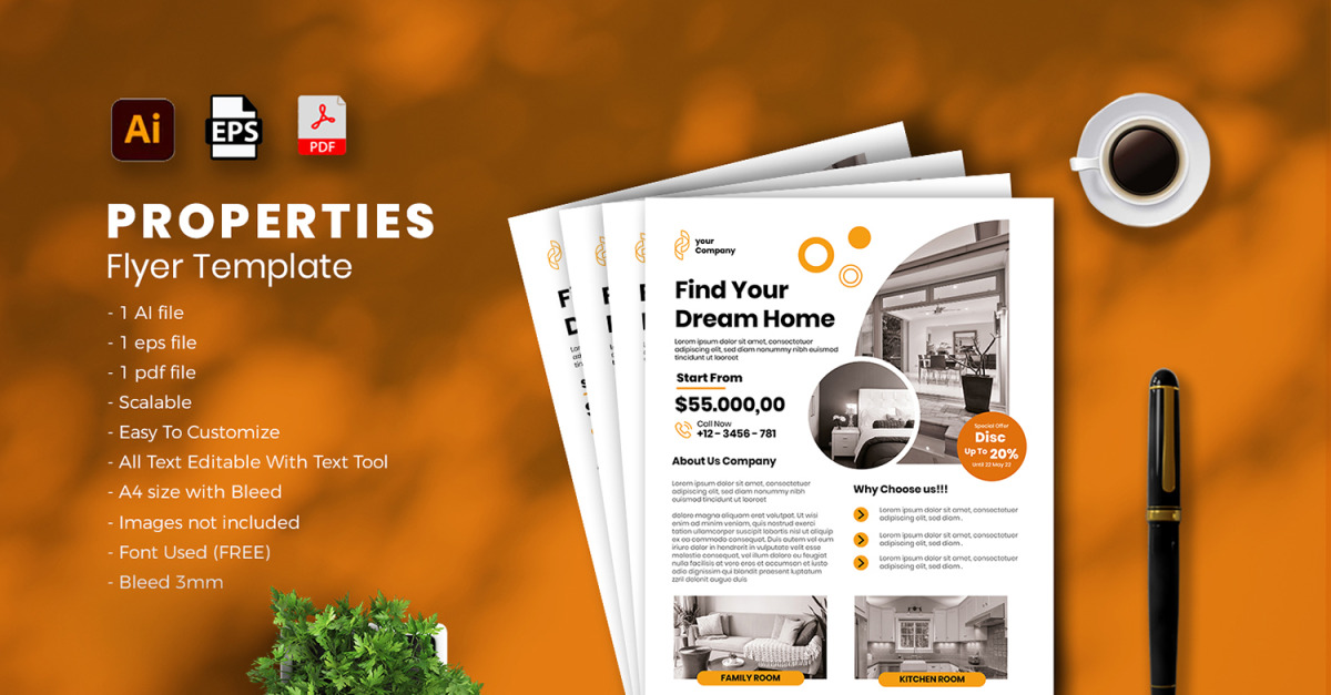 Properties flyer Template vol-01 #231572 - TemplateMonster
