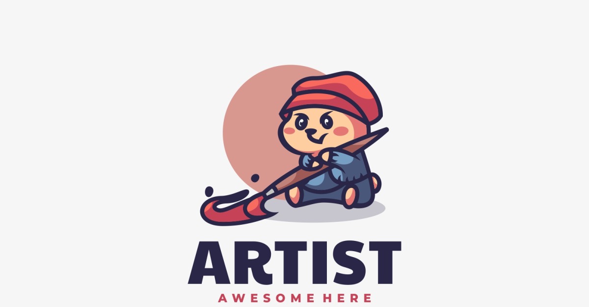 Artist Bear Mascot Cartoon Logo #231674 - TemplateMonster
