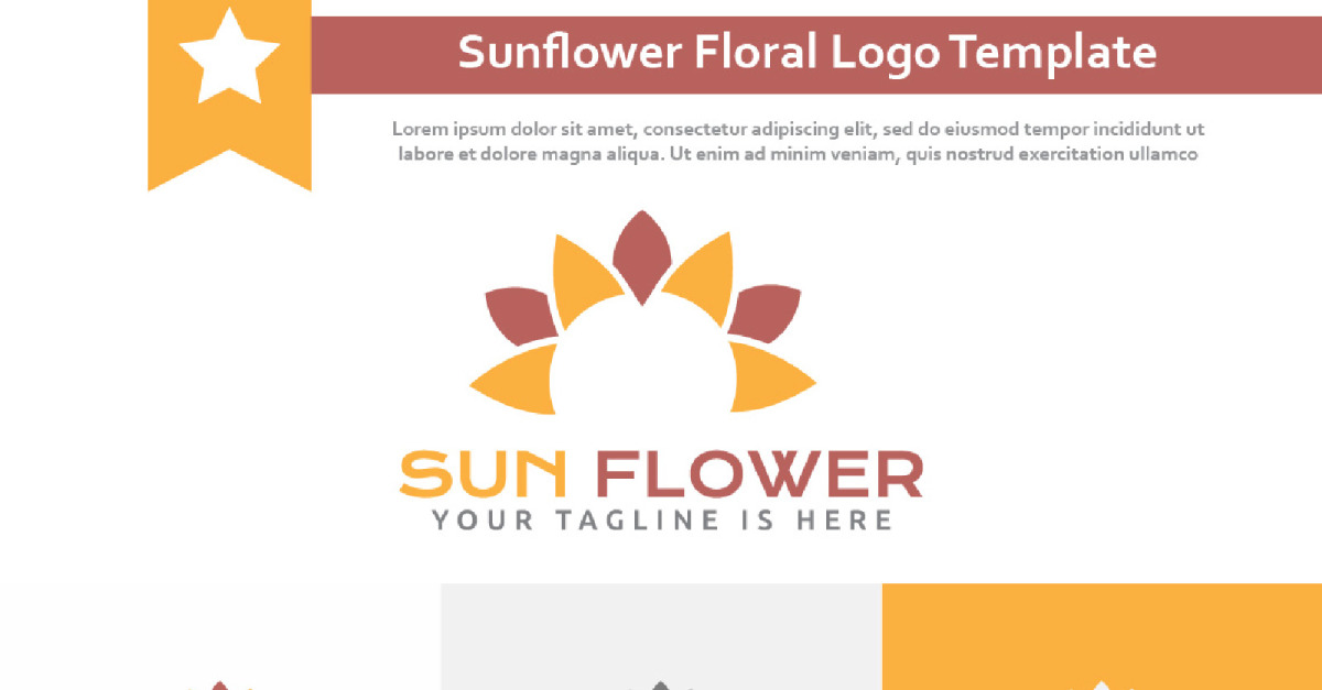 Bright Sunflower Sun Flower Floral Florist Logo Template
