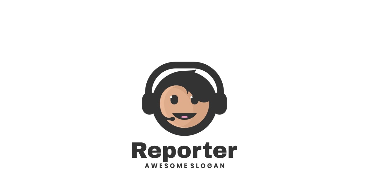 Logotipo de mascote simples do repórter - TemplateMonster