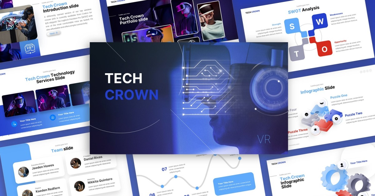Tech Crown - Teknoloji Çok Amaçlı PowerPoint Şablonu