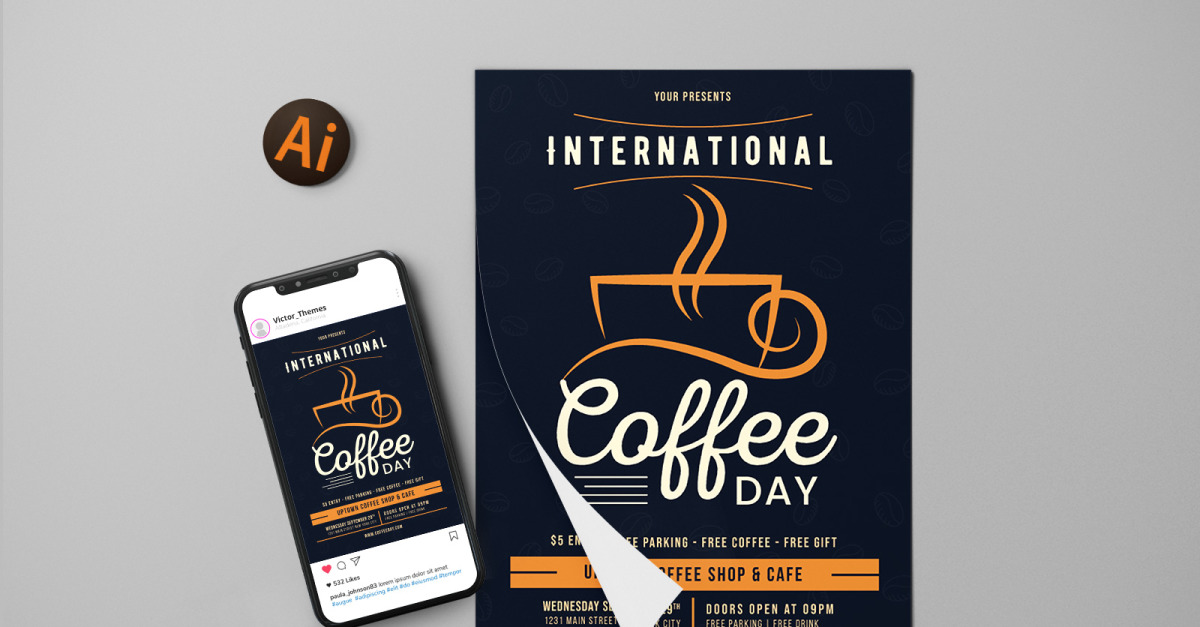 International Coffee Day Flyer Template - TemplateMonster