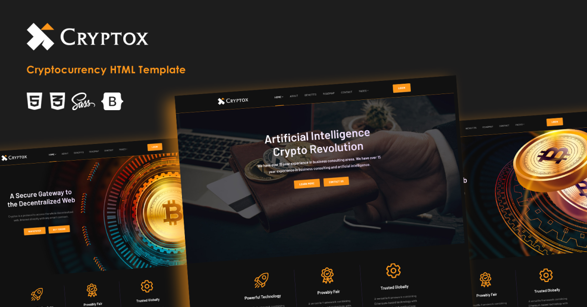 Cryptox – Modello HTML di criptovaluta - TemplateMonster