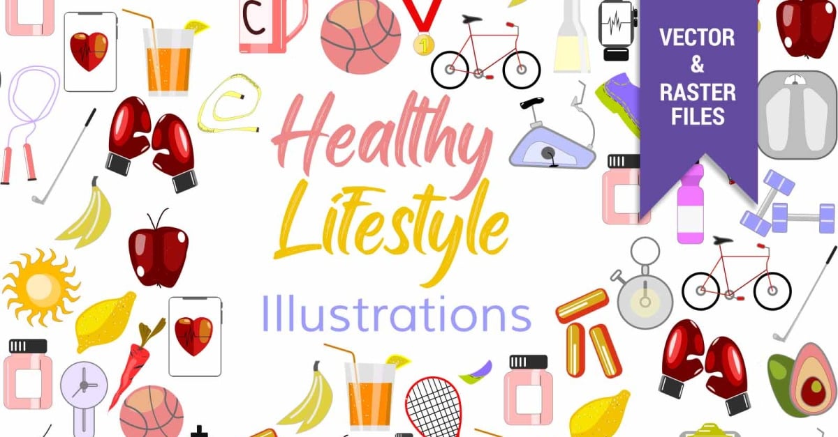 Beautiful Healthy Lifestyle Illustration Vector and Raster Format